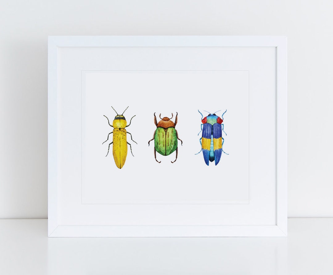 Printable Bug Art Landscape / Watercolor Insect Illustration / - Etsy