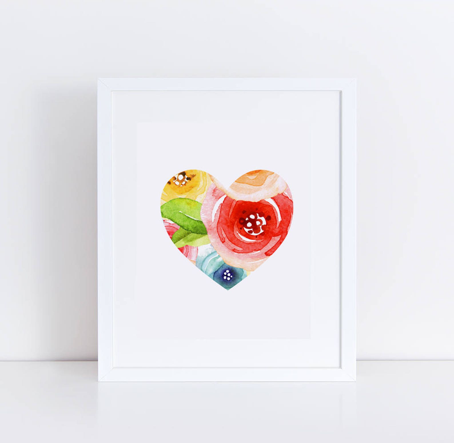 Printable Heart Art / Floral Heart Print / Nursery Printable / Heart ...