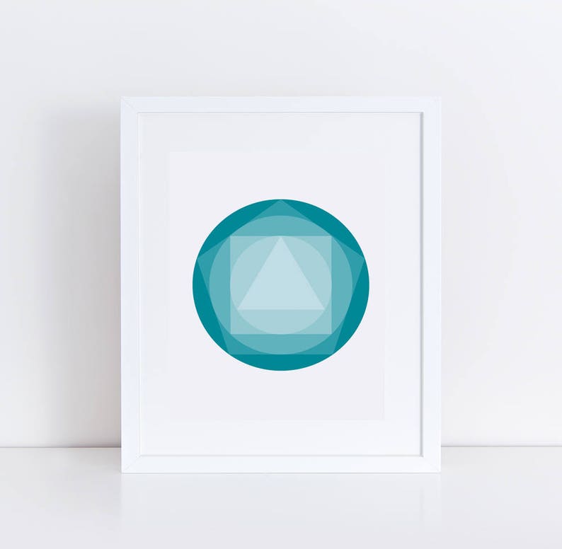 Printable Geometric Art / Layered Shapes Wall Print / Turquoise Shape ...