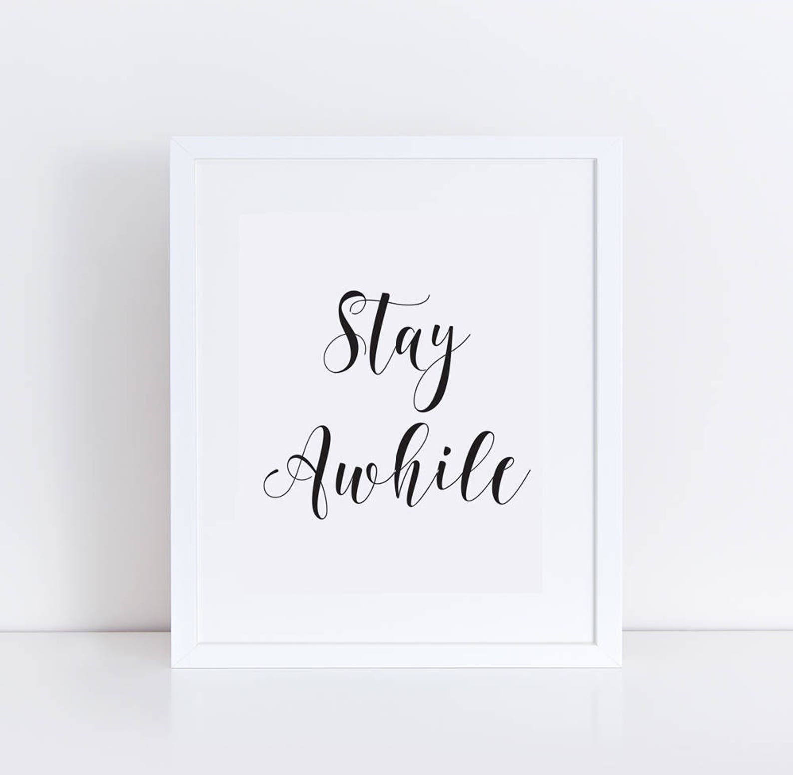 Stay Awhile Wall Print / Printable Home Decor Art Print / | Etsy