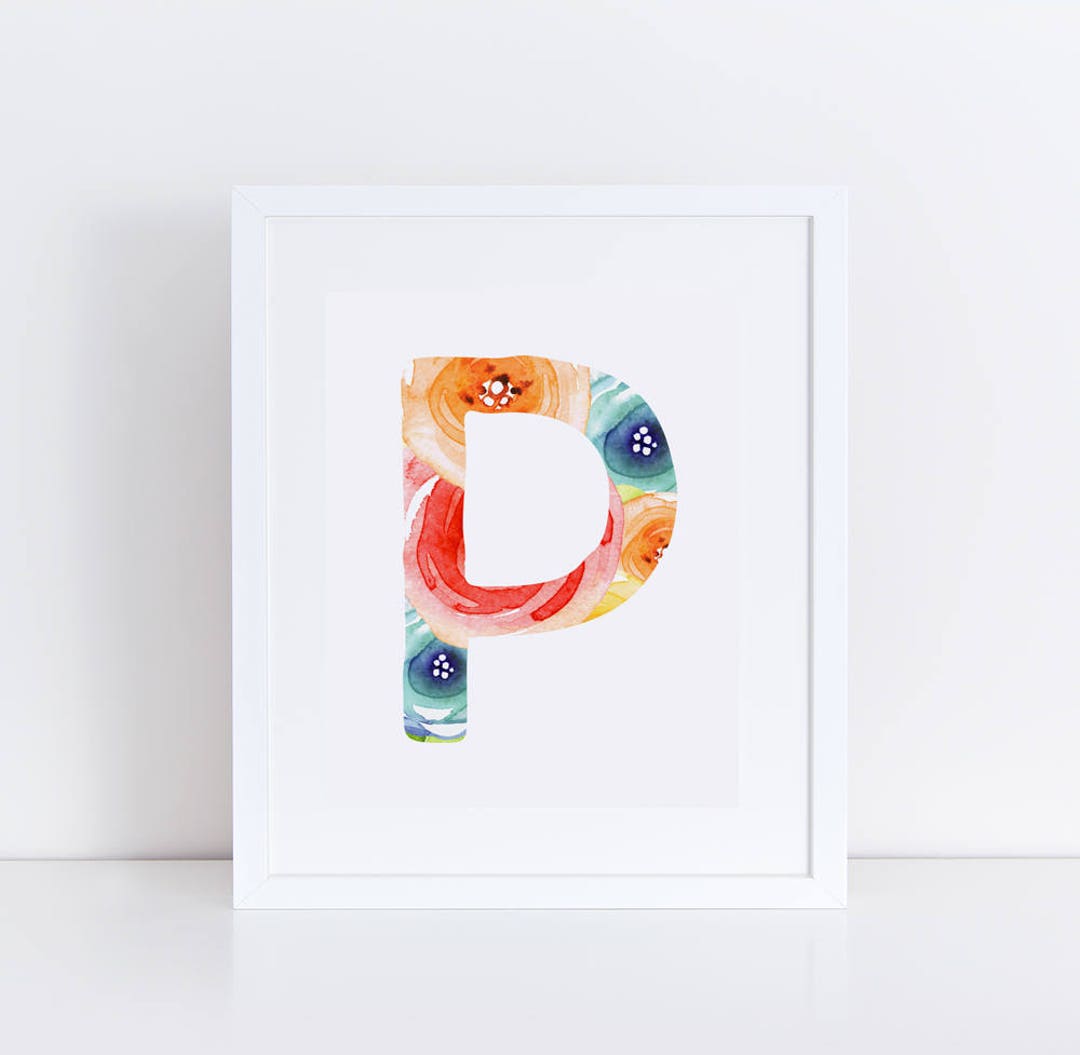 Letter P Wall Print / P Nursery Printable / Printable Monogram Art ...