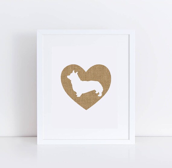 Corgi Wall Art / Printable Burlap Heart With Dog / Corgi Heart | Etsy