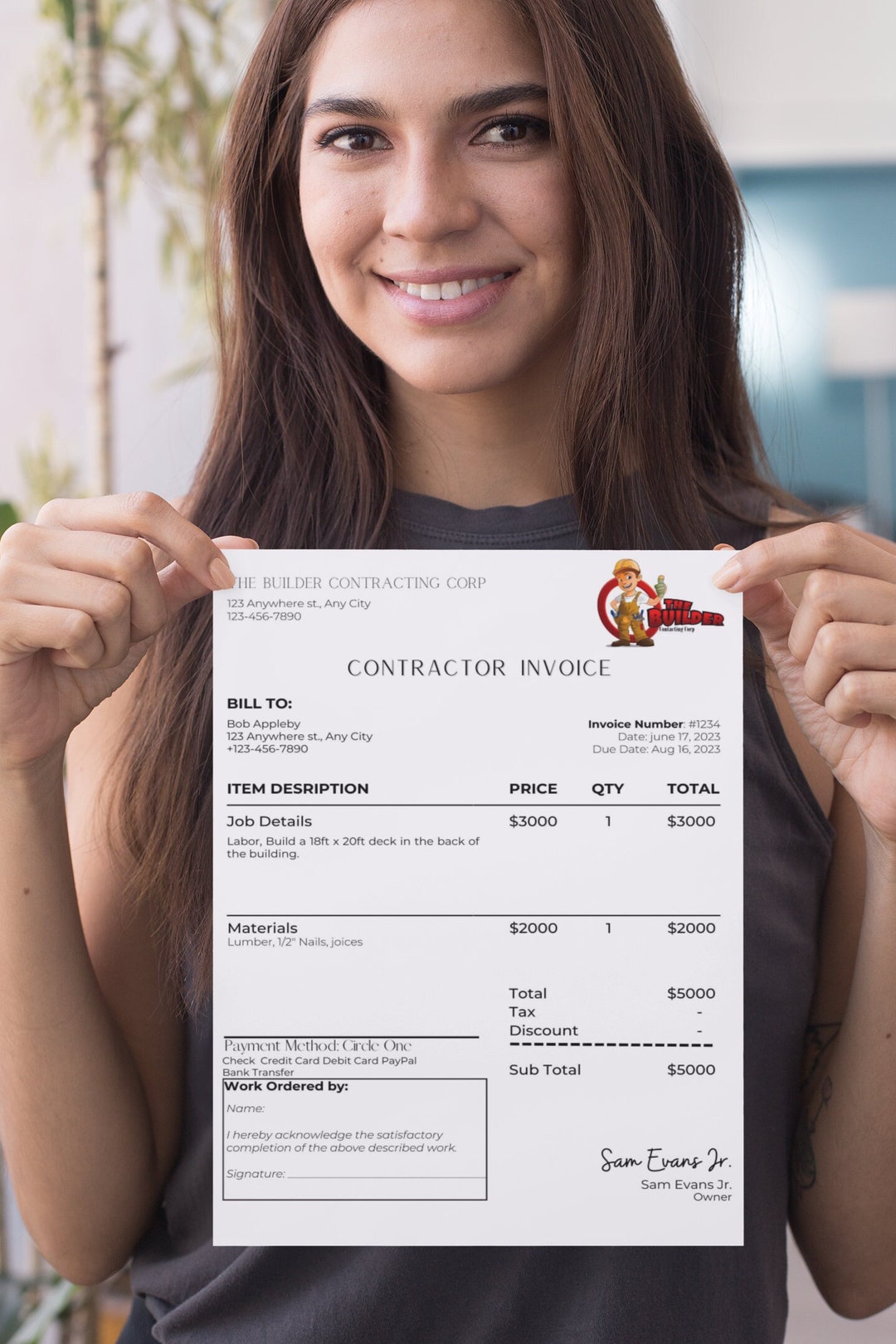 Contractor Invoice Editable With Logo, Download Contractor Invoice ...