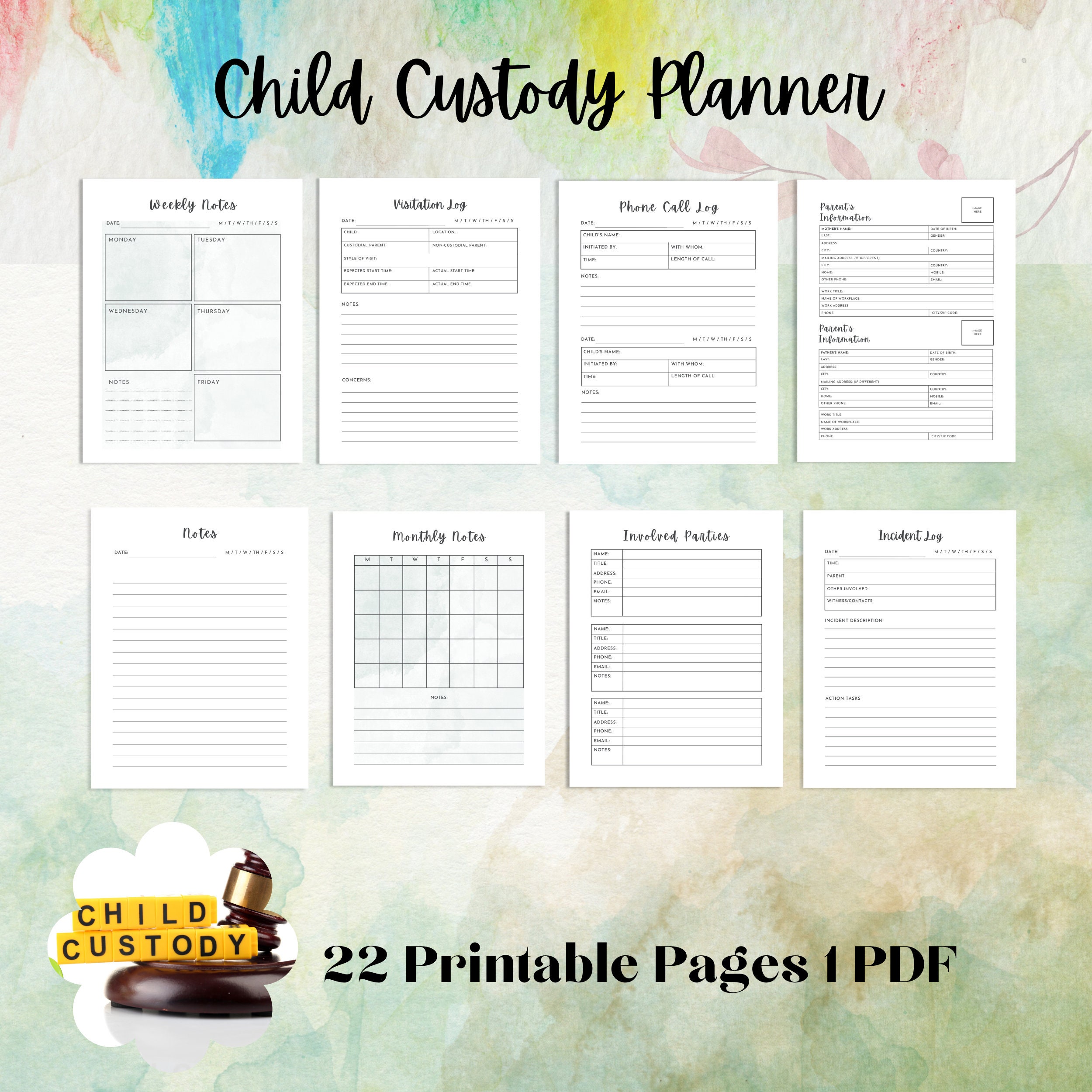 Printable Child Custody Planner, 22 Pages, Co-parenting Organizer ...