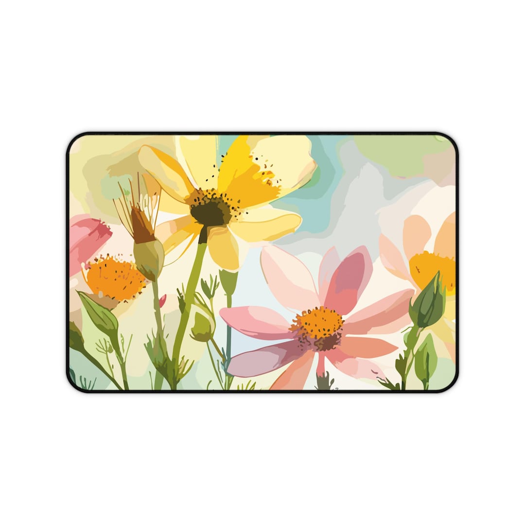 Colorful Daisy Desk Mat, Flower Design Office Desk Pad, Floral Decor ...