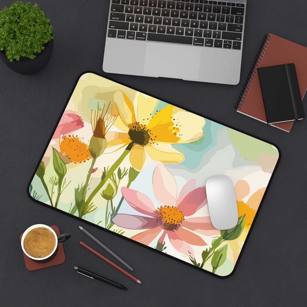 Colorful Daisy Desk Mat, Flower Design Office Desk Pad, Floral Decor ...