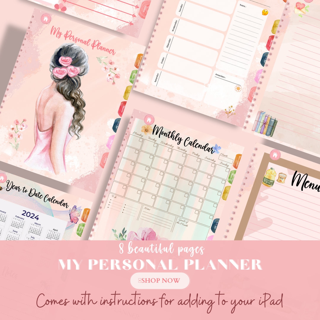 My Personal Planner Customizable Digital Download, iPad Ready, 8 Pages ...