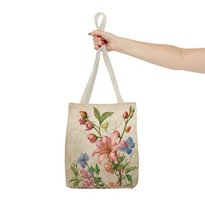 Vintage Floral Tote Bag, All-over Print, Flower Shoulder Bag, Retro ...