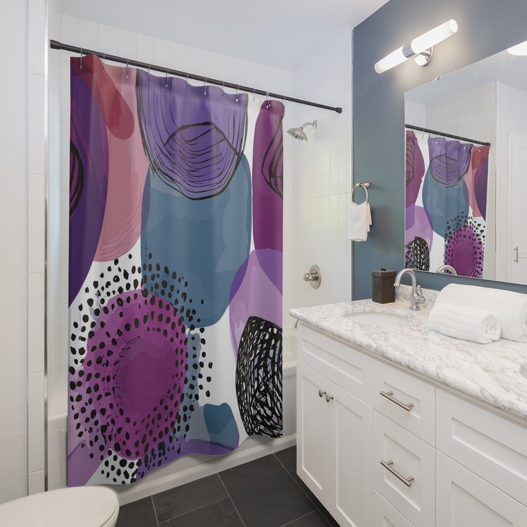 Purple Delight Abstract Shower Curtains, Modern Bathroom Decor, Unique ...