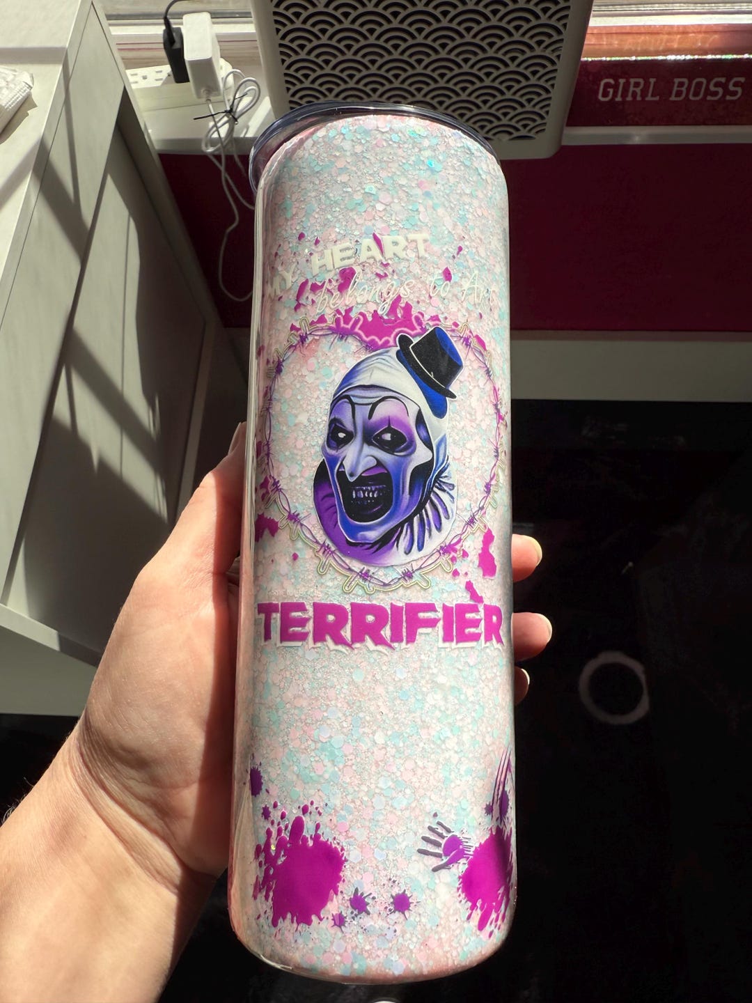 Art the Clown Terrifier Valentine 20 Oz Glitter Tumbler Handmade - Etsy