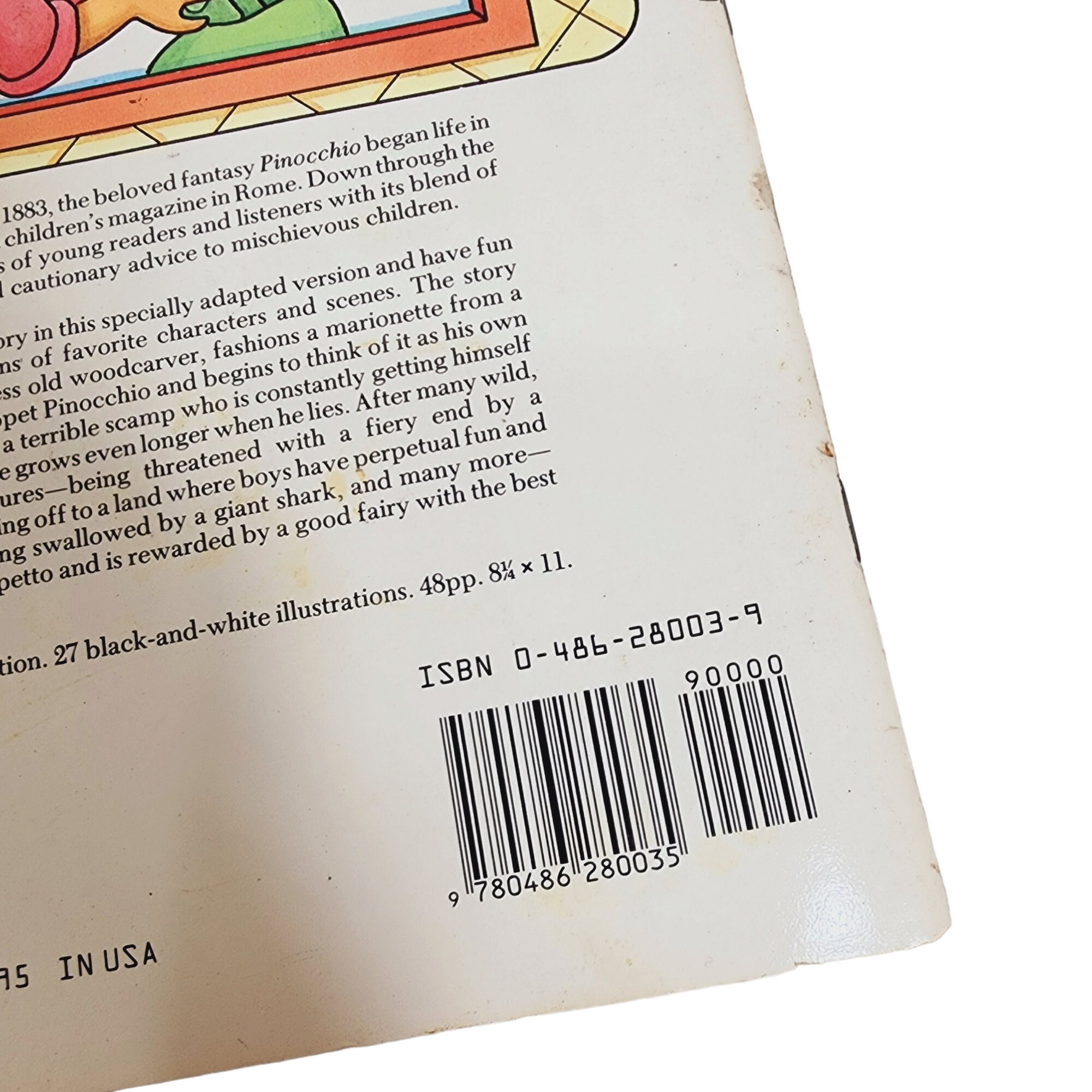 Vintage 1994 Pinocchio Coloring Book Dover Coloring Book Paperback Etsy