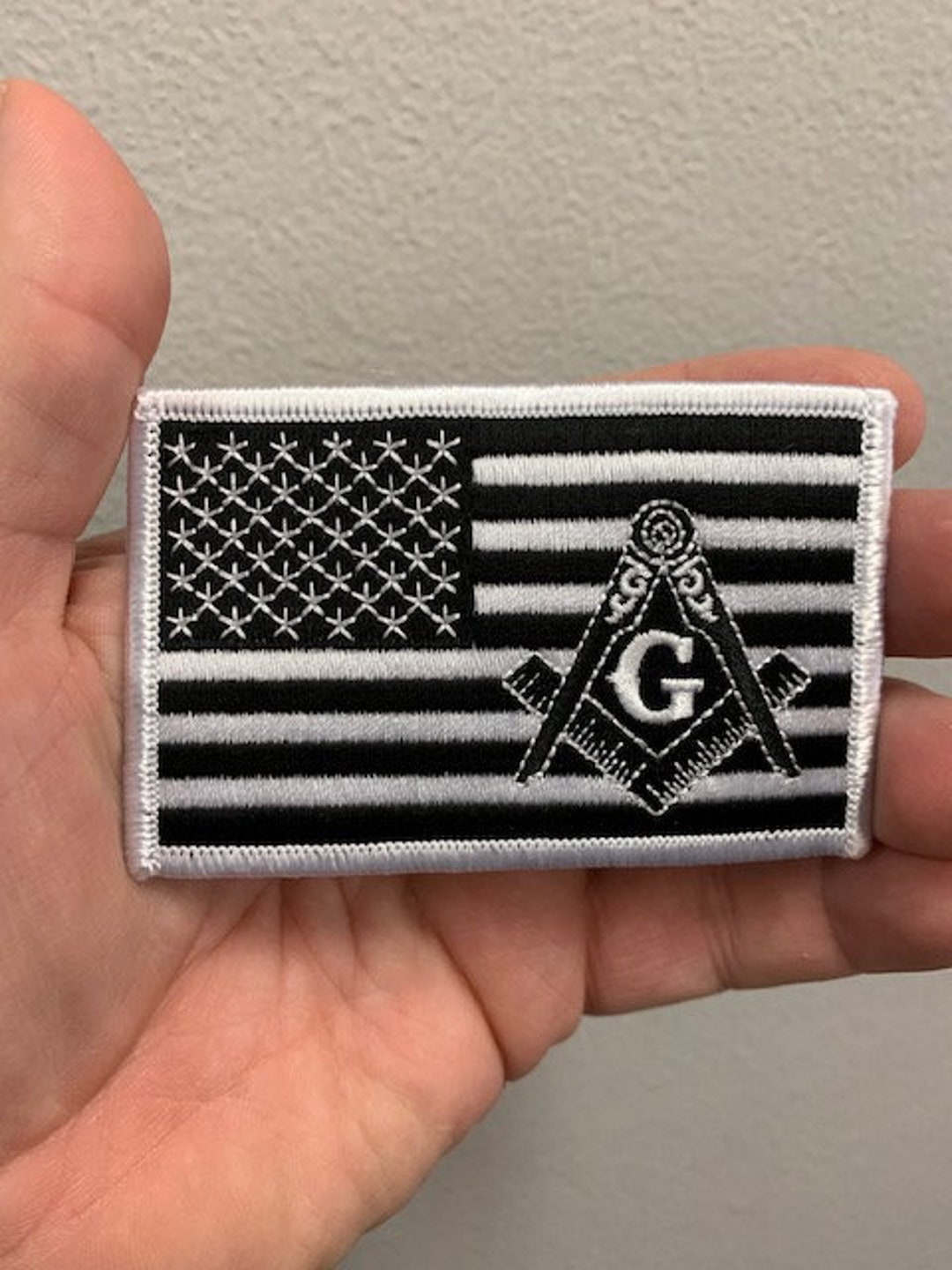 American Flag With Mason Emblem White Patch - Etsy