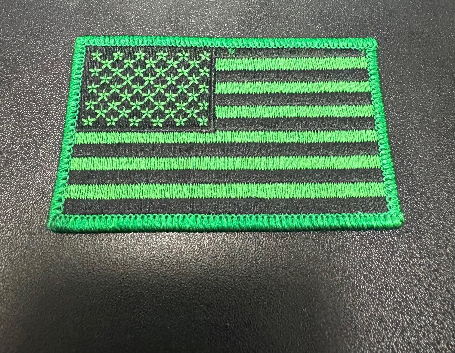 American Flag Patch Light Green - Black - Etsy