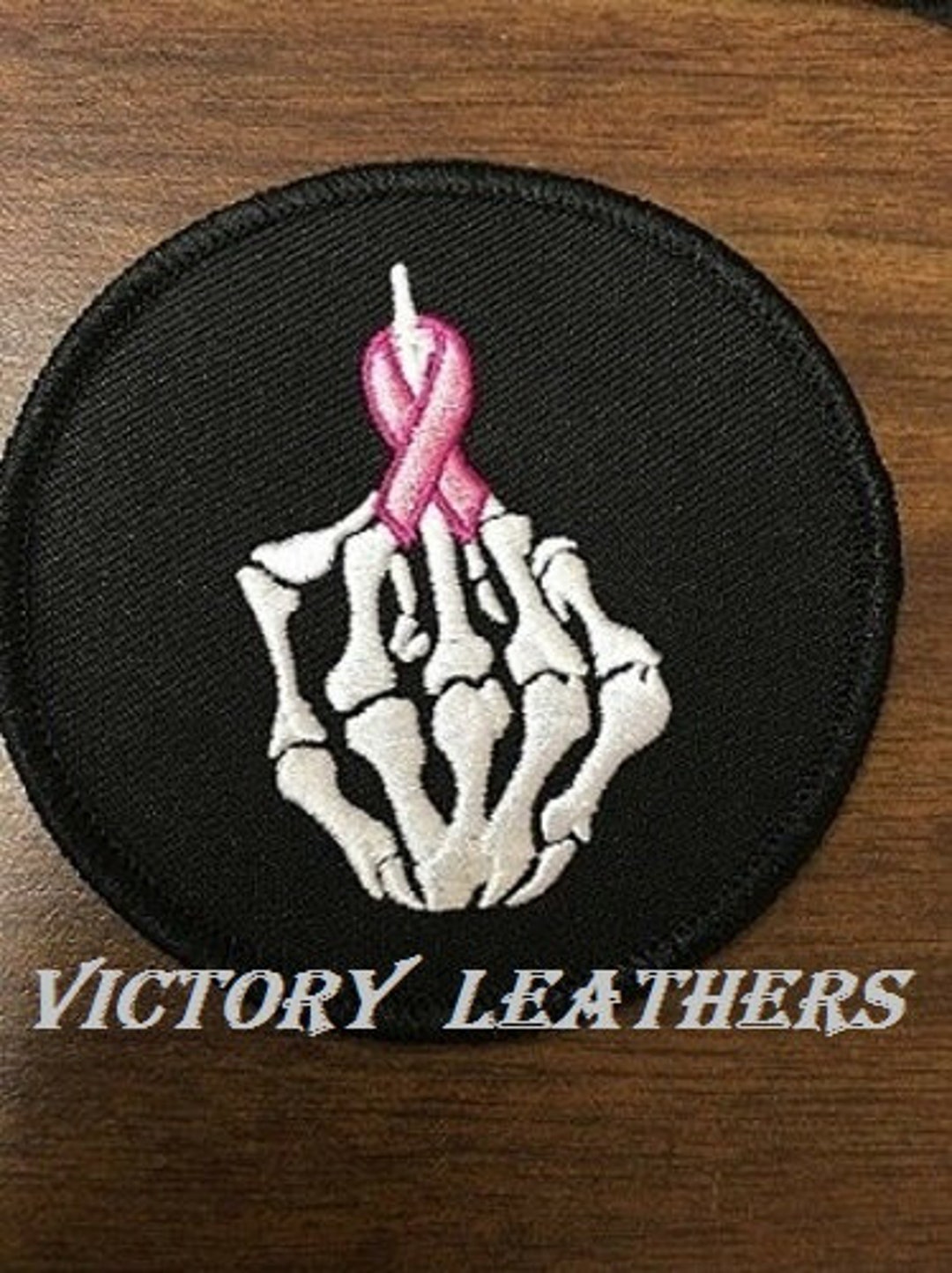 Middle Finger Skull Pink Ribbon Patch - Etsy
