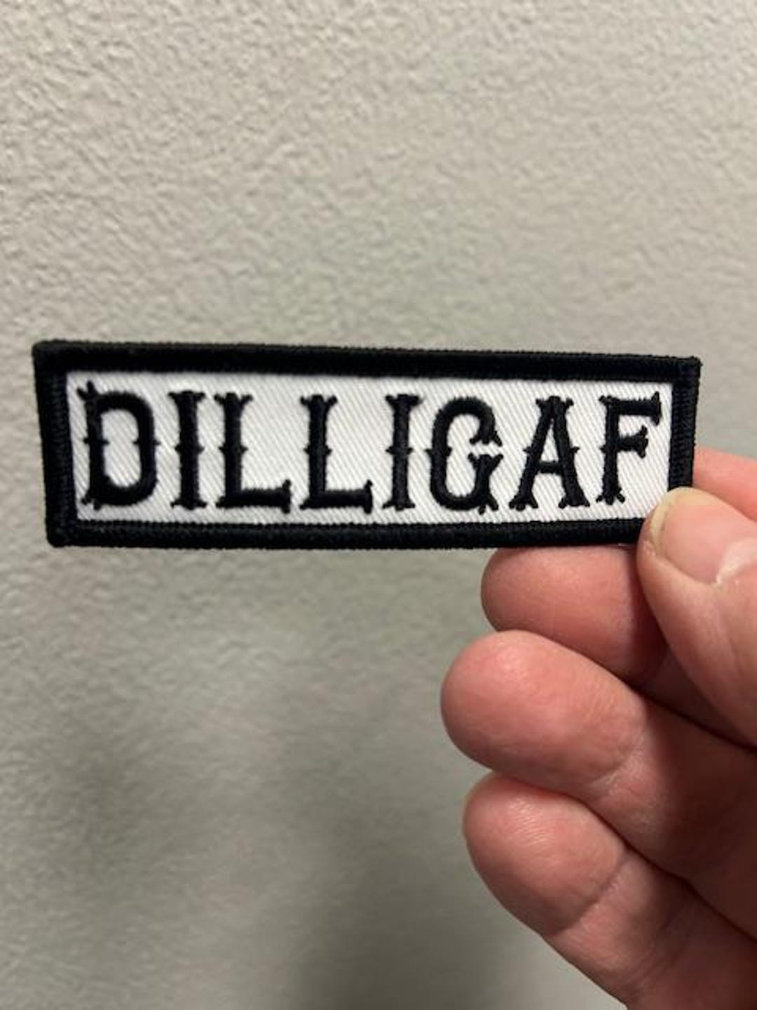 Black & White DILLIGAF Patch - Etsy