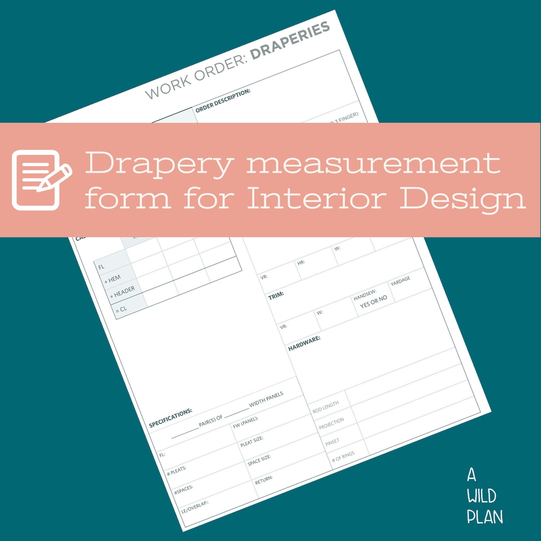 Interior Design Work Order Form Template Draperies With - Etsy UK
