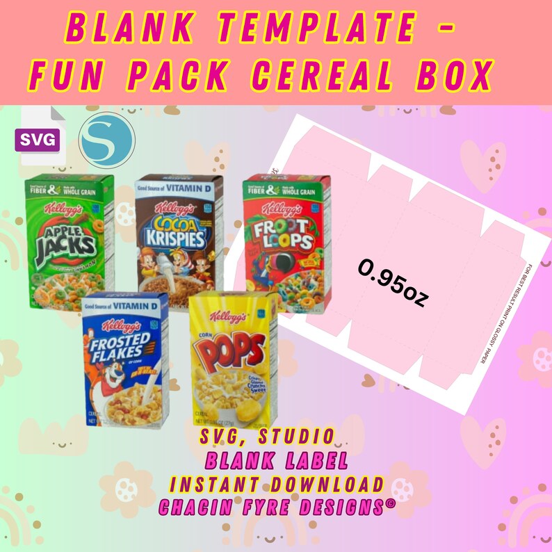 Cereal Template Cereal Box Party Favor Template Cereal Box DIY SVG ...