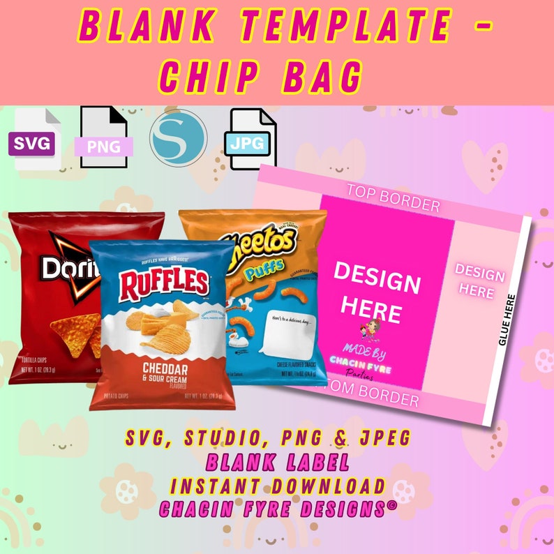 Blank Chip Bag Template Chip Bag SVG Instant Chip Bag Studio Editable ...