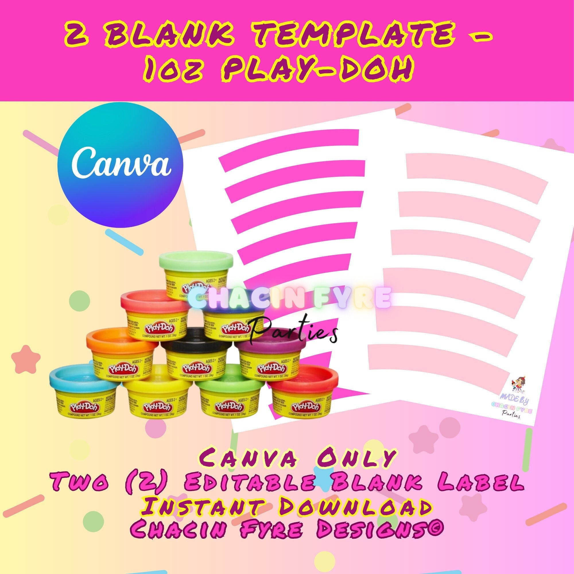 Play-doh Template Canva Playdoh Party Favor Template Play-doh DIY Canva ...