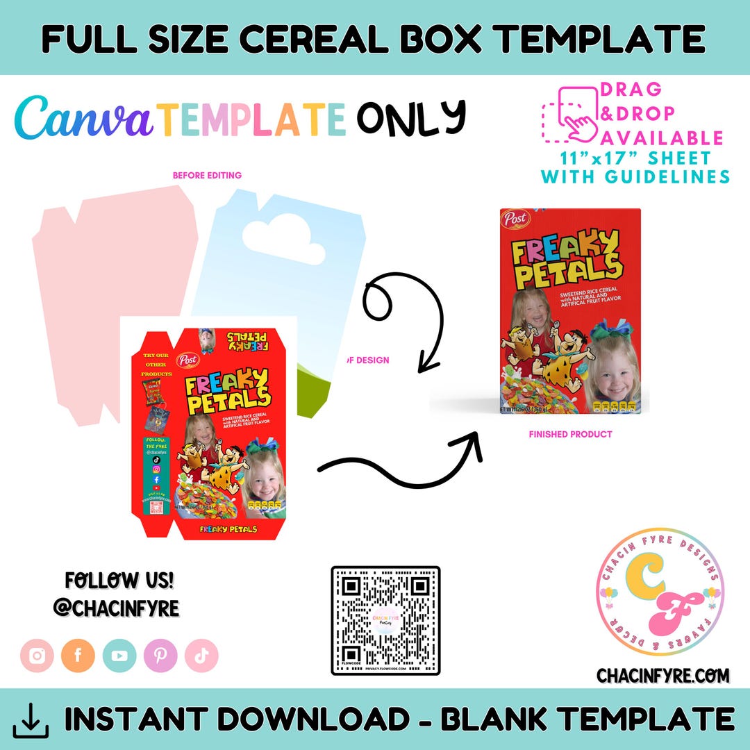 Full Size Cereal Box Template - Cereal Box Party Favor Template ...