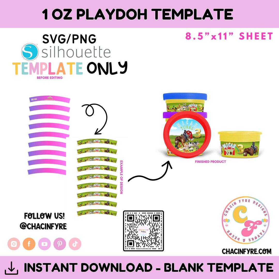 Play-doh Template - Playdoh Party Favor Template - Play-doh DIY - SVG ...