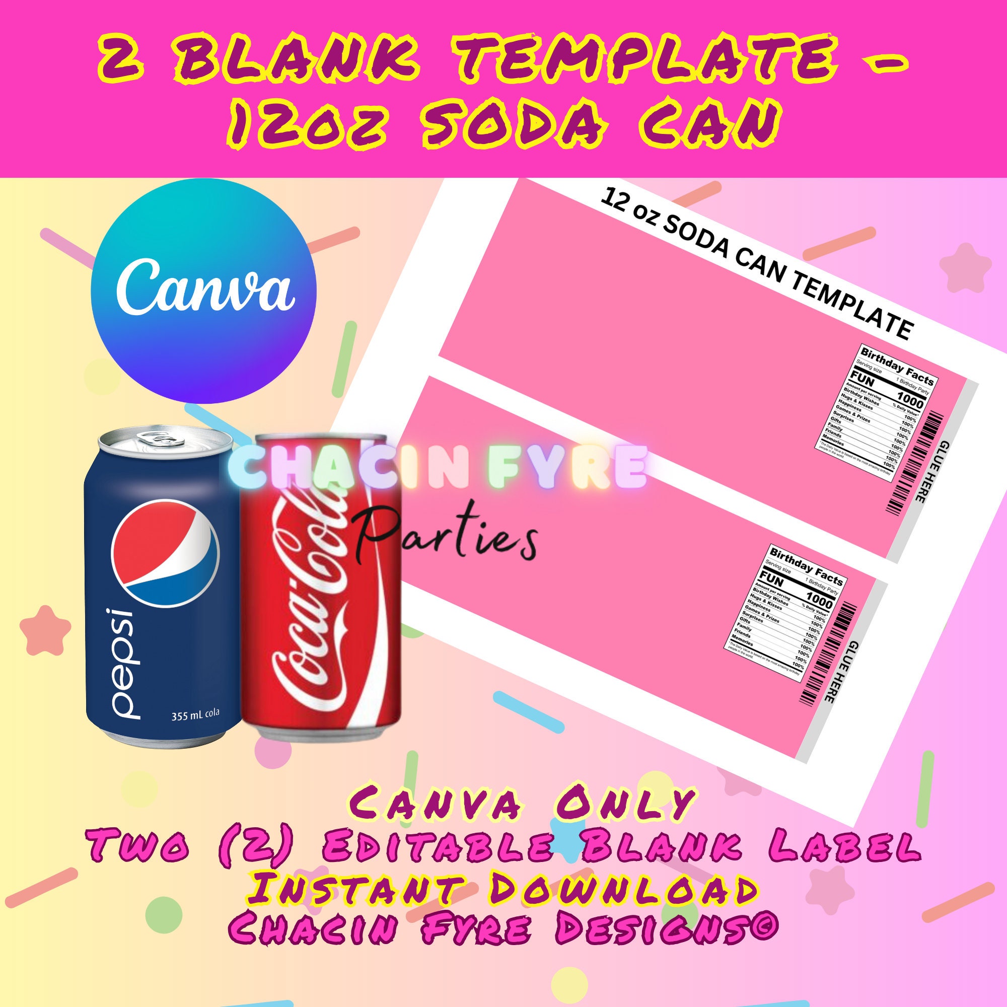 12 Oz Soda Can Template Soda Canva Template Soda Can DIY Template DIY ...