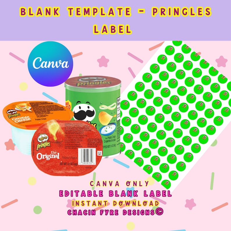 Pringles Label Sticker- Pringles Canva Template- Pringles Template - Etsy