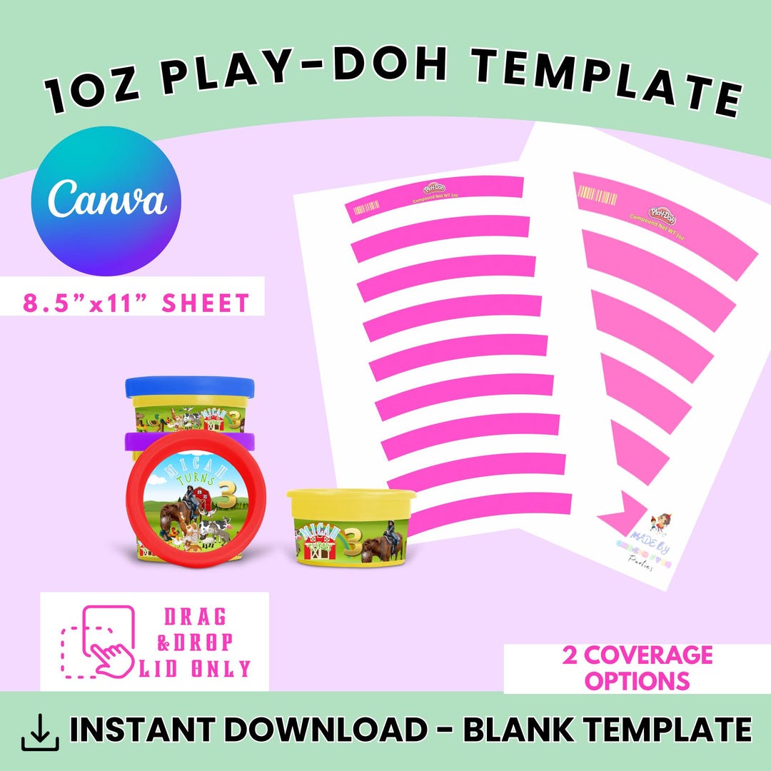 Play-doh Template Canva - Playdoh Party Favor Template - Play-doh DIY ...