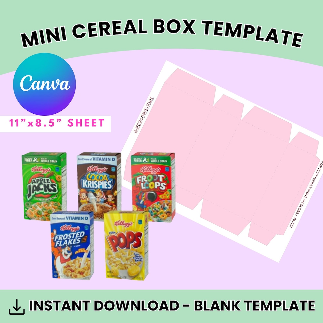 Mini Cereal Box Template Cereal Box Party Favor Template Cereal Box DIY ...
