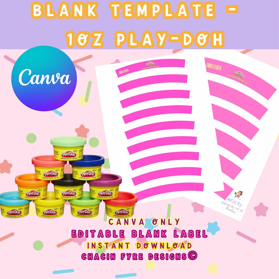 Play-doh Template Canva Playdoh Party Favor Template Play-doh DIY Canva ...