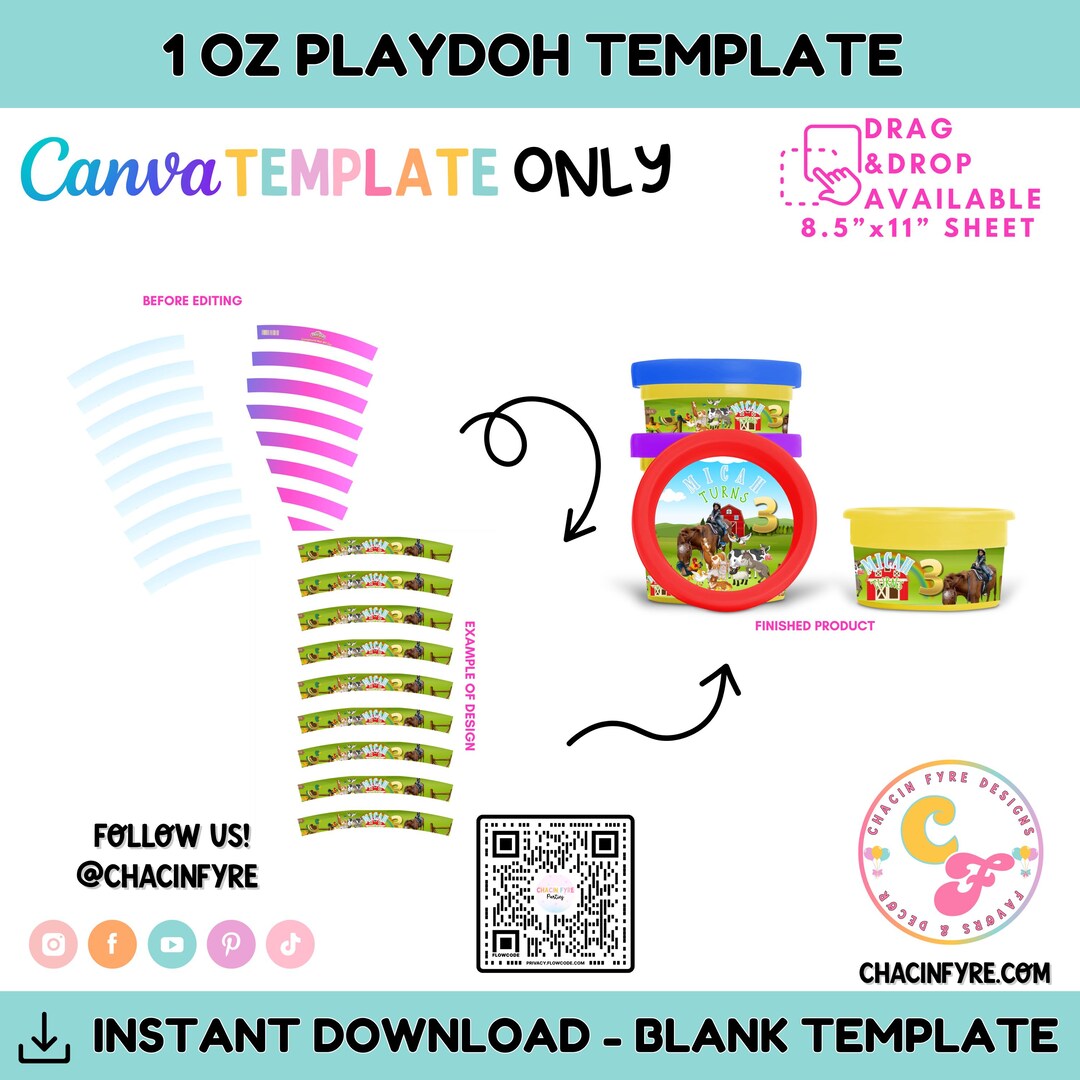 Play-doh Template Canva - Playdoh Party Favor Template - Play-doh DIY ...