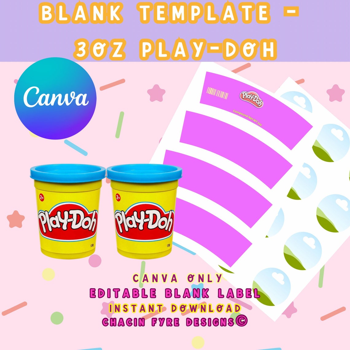 3 Oz Play-doh Canva Template Playdoh Party Favor Template Play-doh DIY ...
