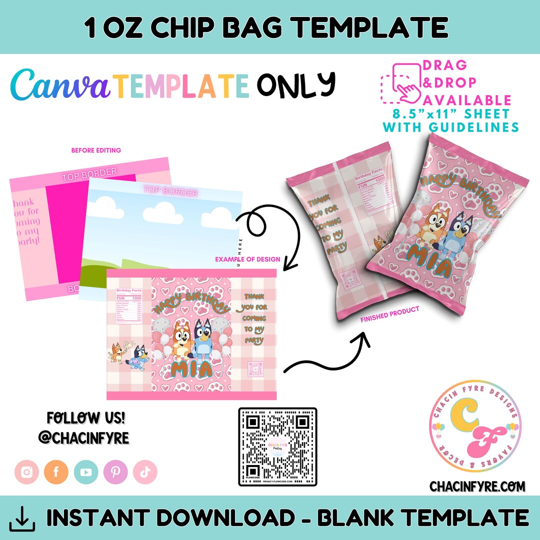 Chip Bag Template -chip Bag Editable Template - Chip Bag Printable ...