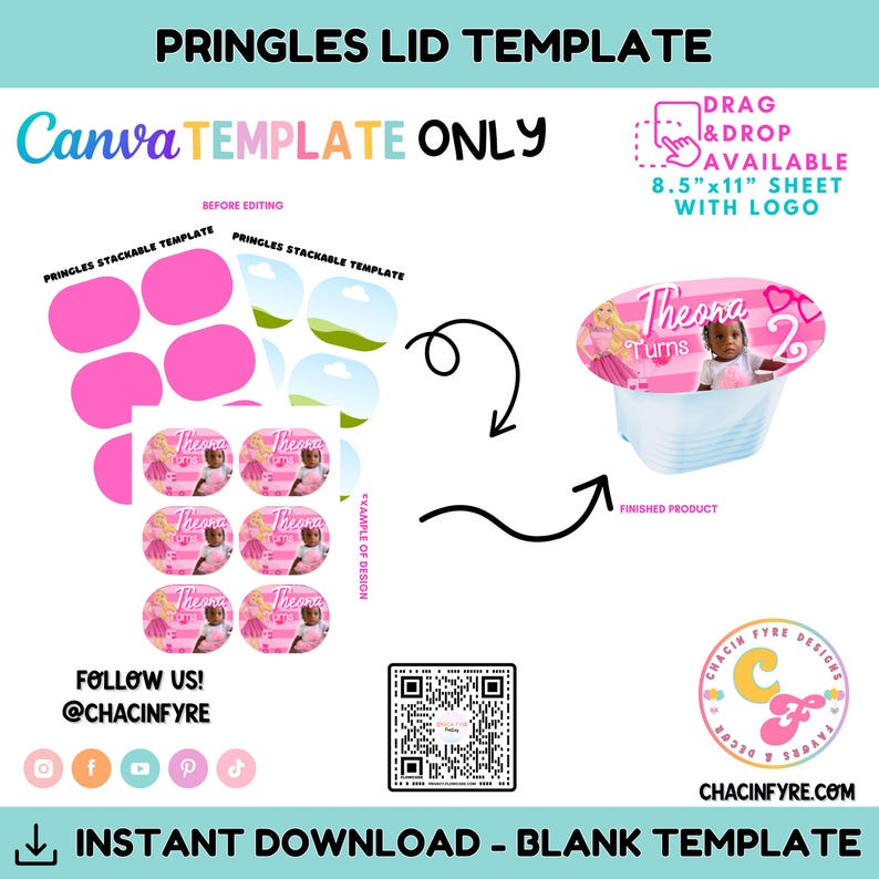 Blank Pringles Lid Template- Pringles Lid Canva Template - Editable ...