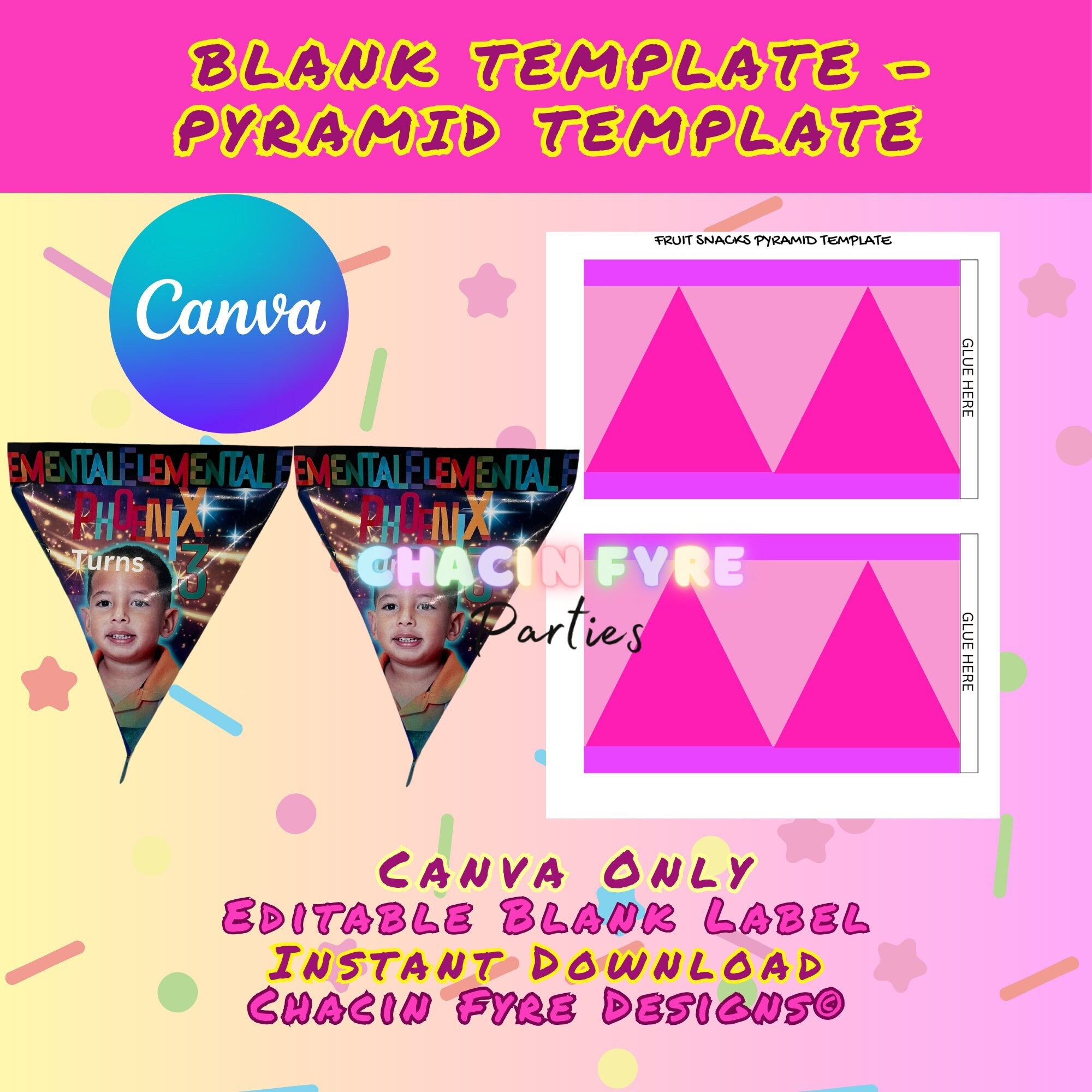 Blank Pyramid Template DIY Pyramid Template Fruit Snack Template Ring ...