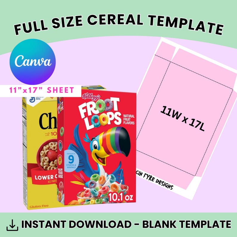 Full Size Cereal Box Template - Cereal Box Party Favor Template ...
