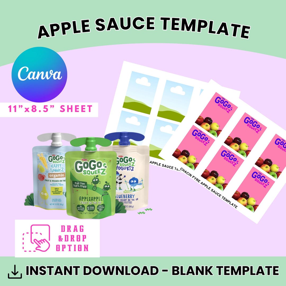 Editable Apple Sauce Template - Blank Canva Apple Sauce - Instant Apple ...