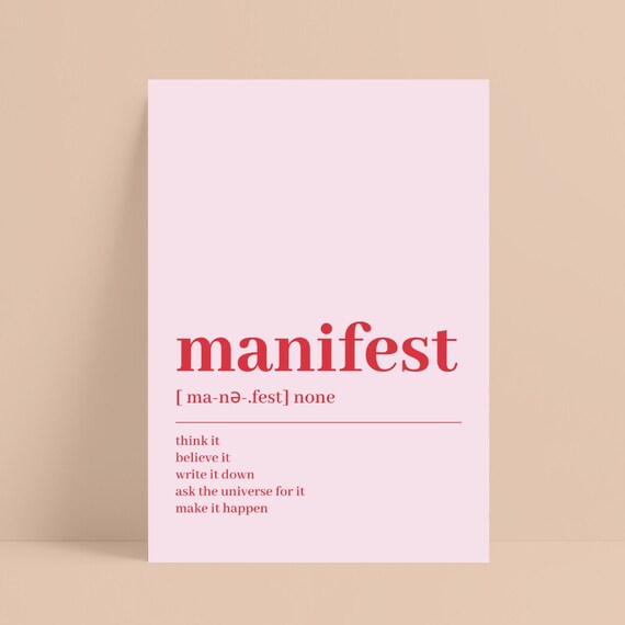 Manifest Definition Print Manifest Poster Manifest Prints | Etsy