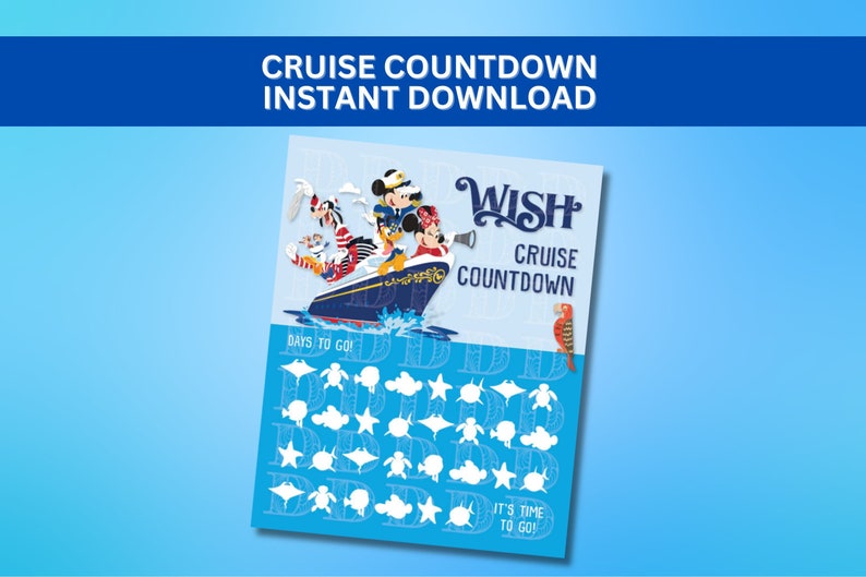Cruise Line Wish 30-day Countdown Coloring Sheet Printable Download - 8 ...