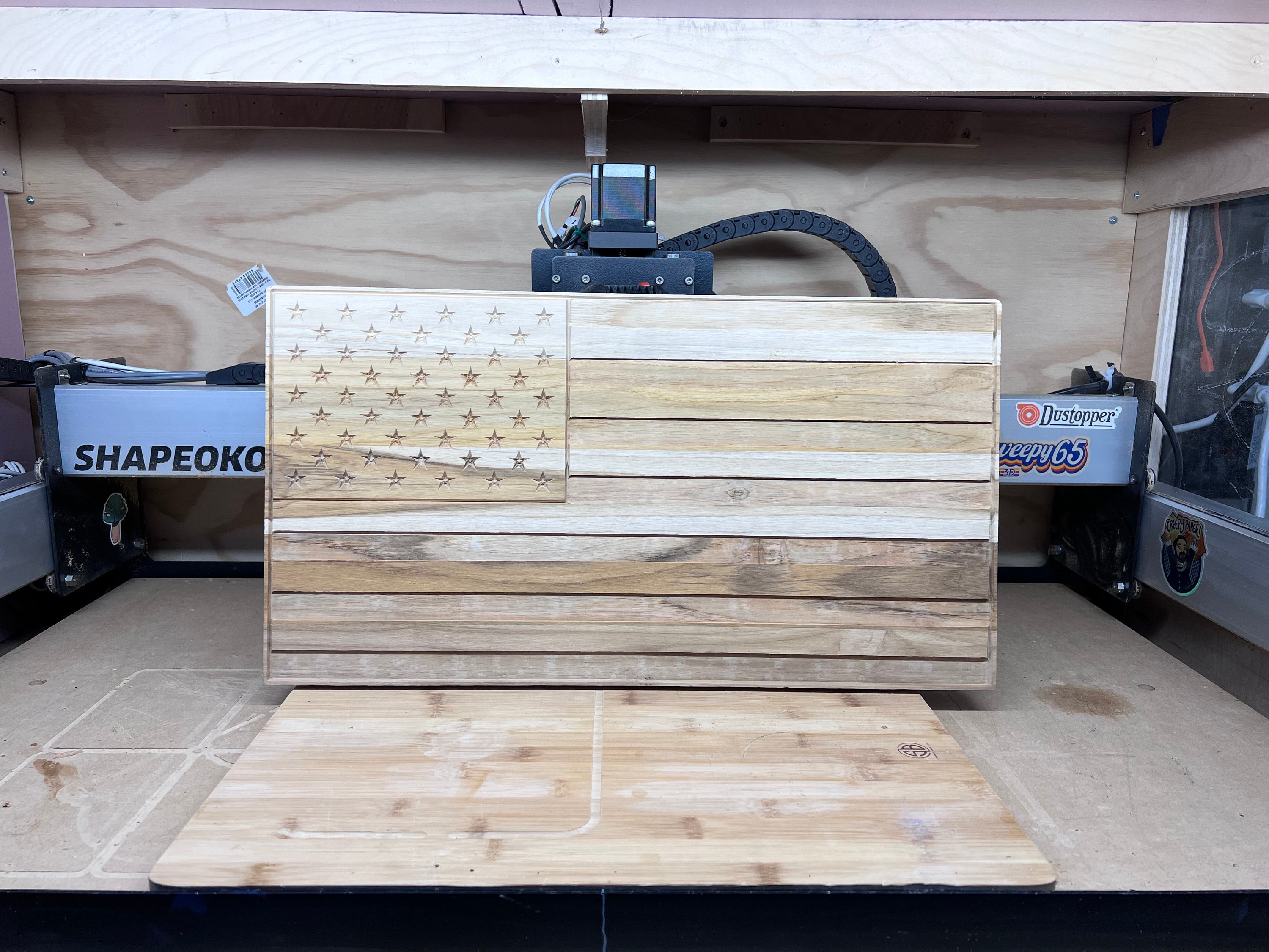 Hand-carved American Flag in Solid Teak - Cnc-machined Wall Art - Etsy