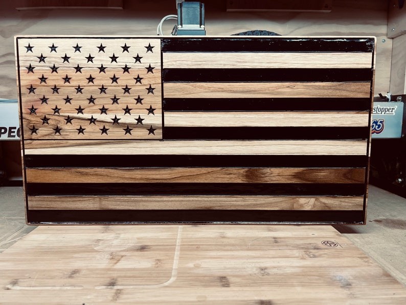 Hand-carved American Flag in Solid Teak - Cnc-machined Wall Art - Etsy