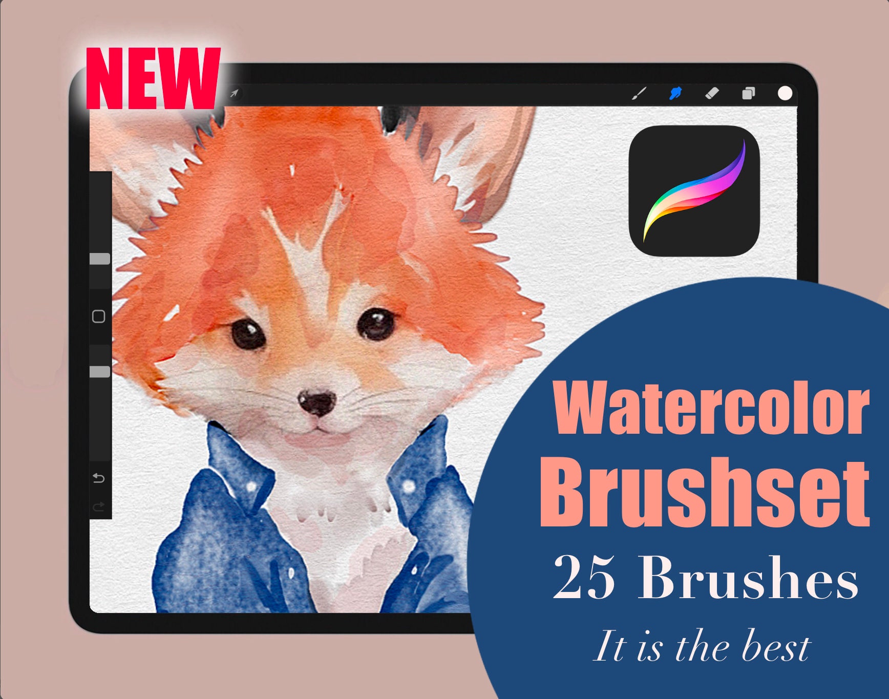 25 Digital Watercolor Brushes Watercolor Brushset for - Etsy