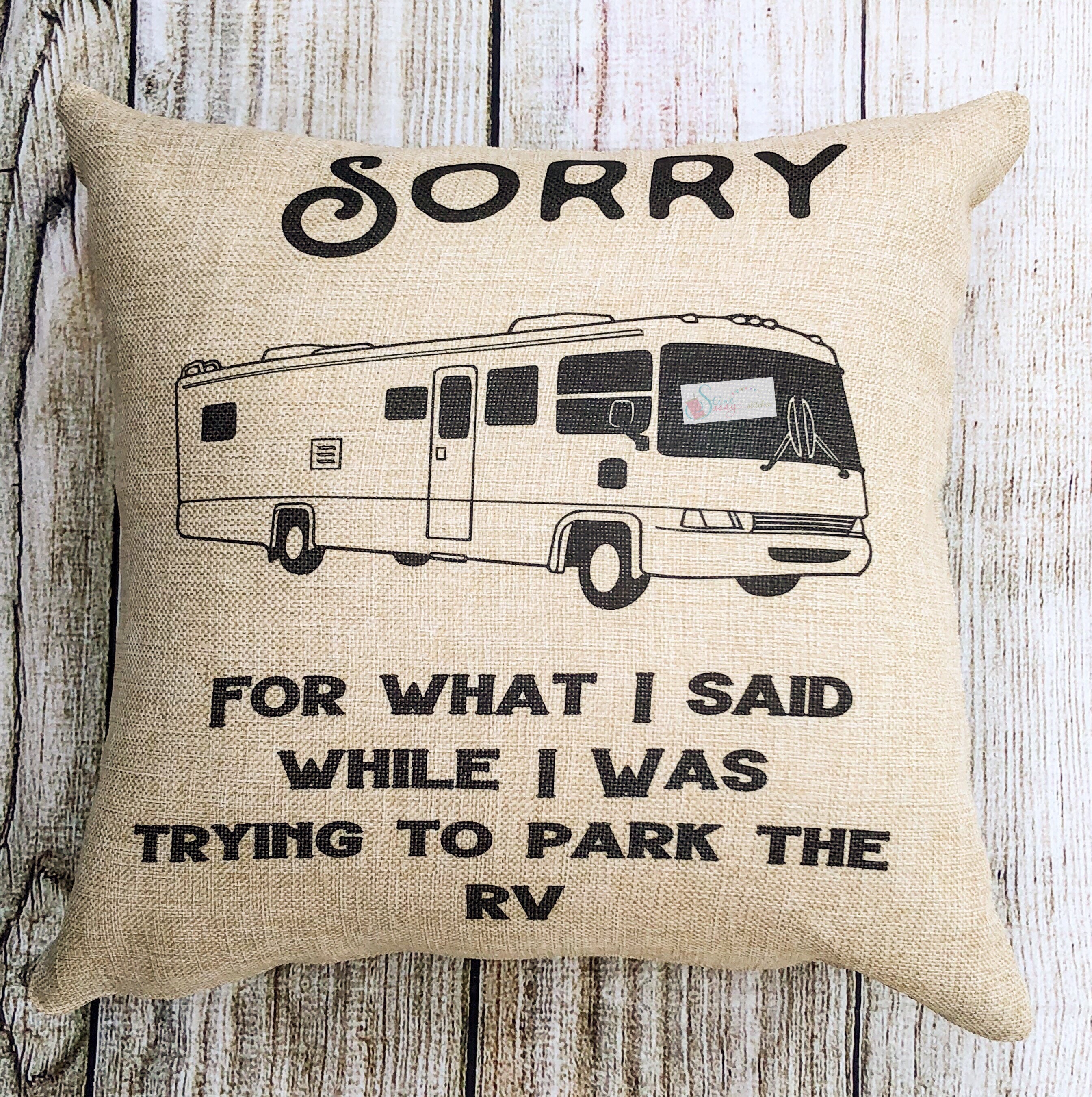 Camping Pillow RV Decorative Throw Pillow Faux Burlap Pillow | Etsy