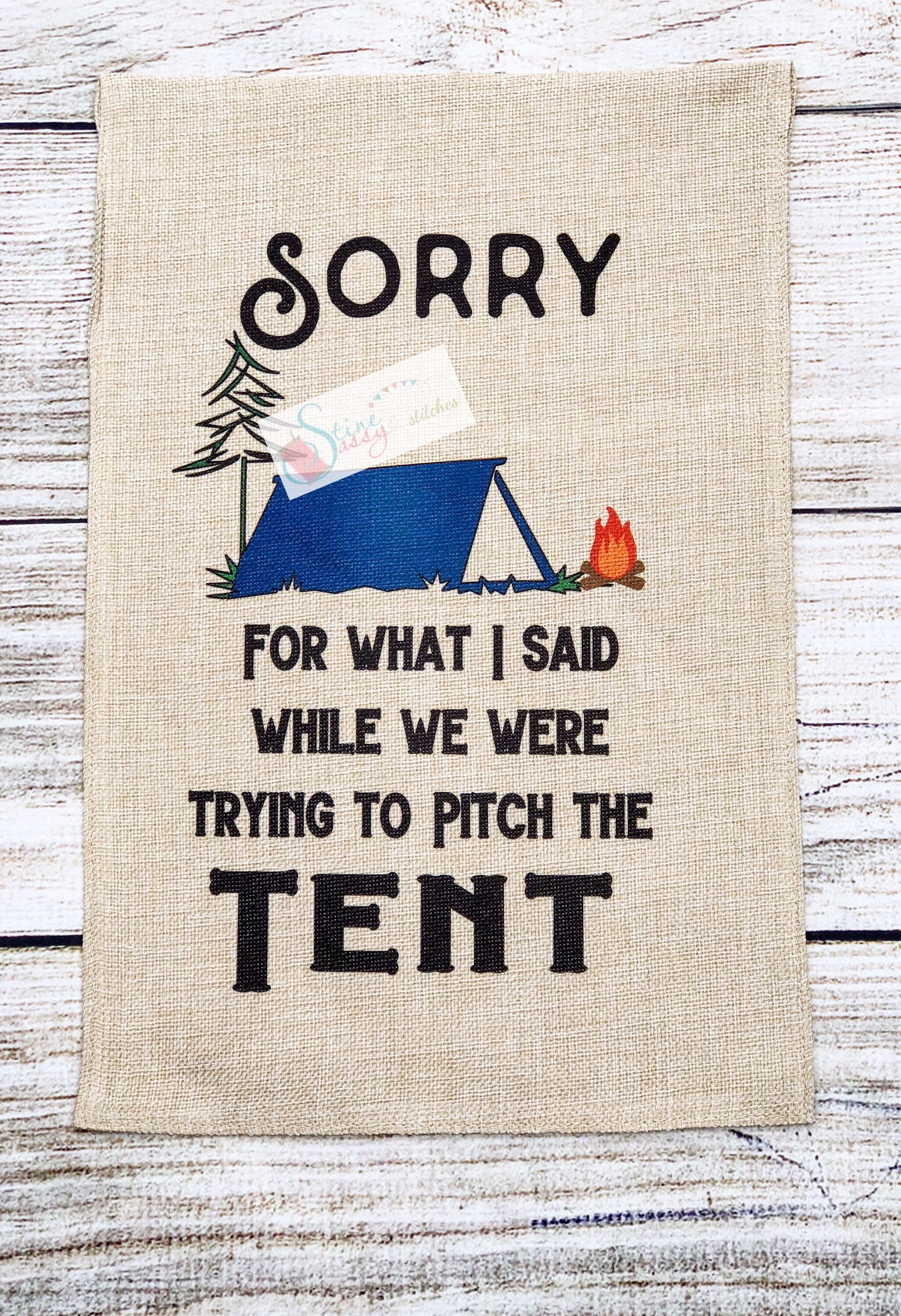 Camping Sorry Burlap Garden Flag Yard Sign Pitch Tent Camping | Etsy