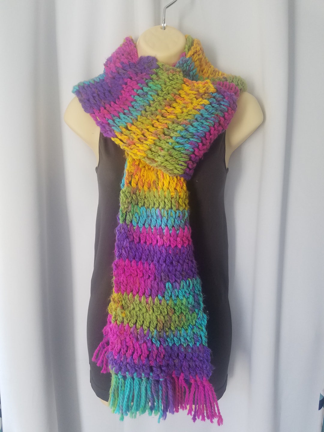 Extra Long Bright Rainbow Scarf - Etsy