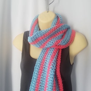 Bright Pink and Blue Striped Scarf - Etsy