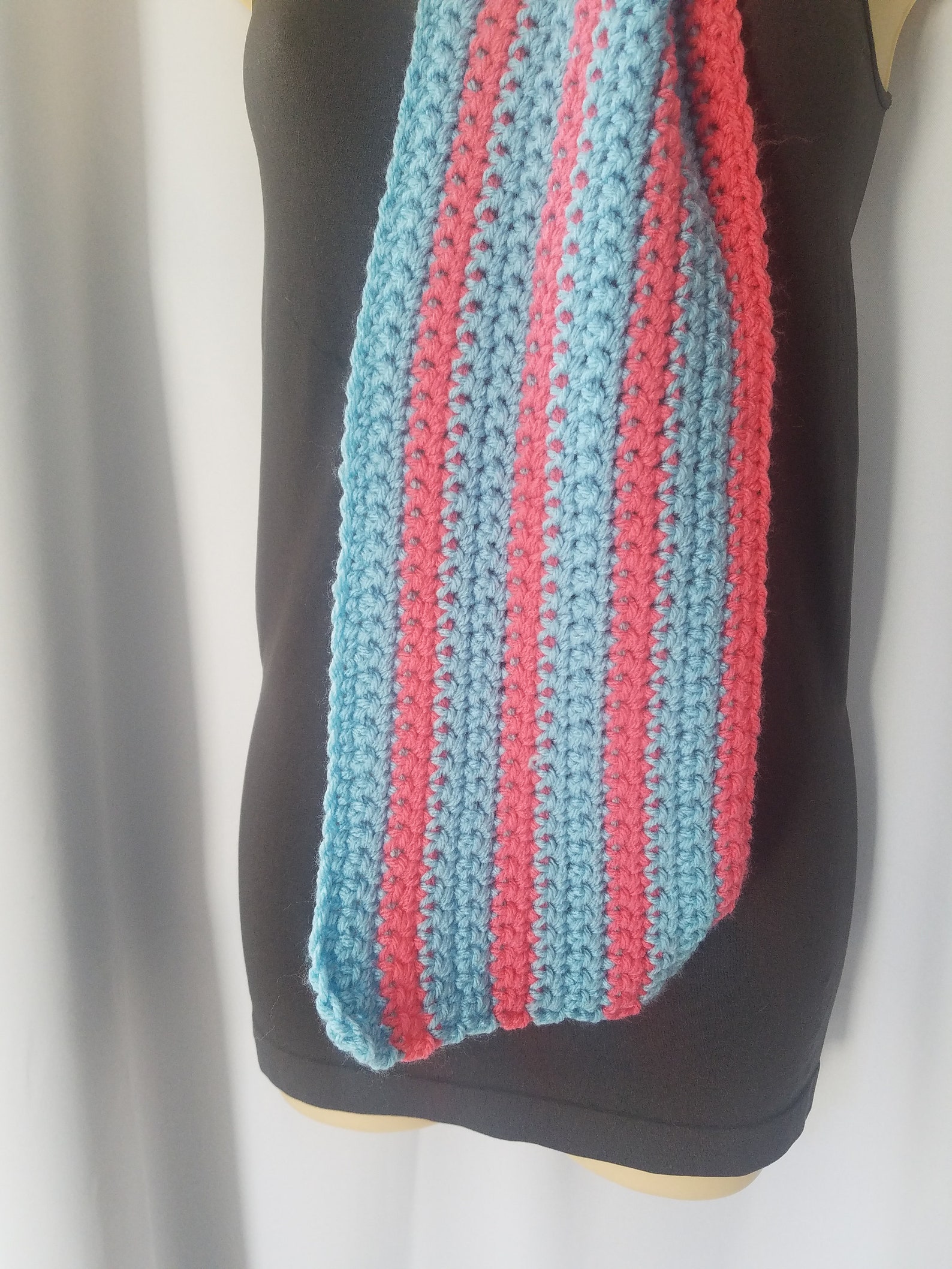 Bright Pink and Blue Striped Scarf - Etsy