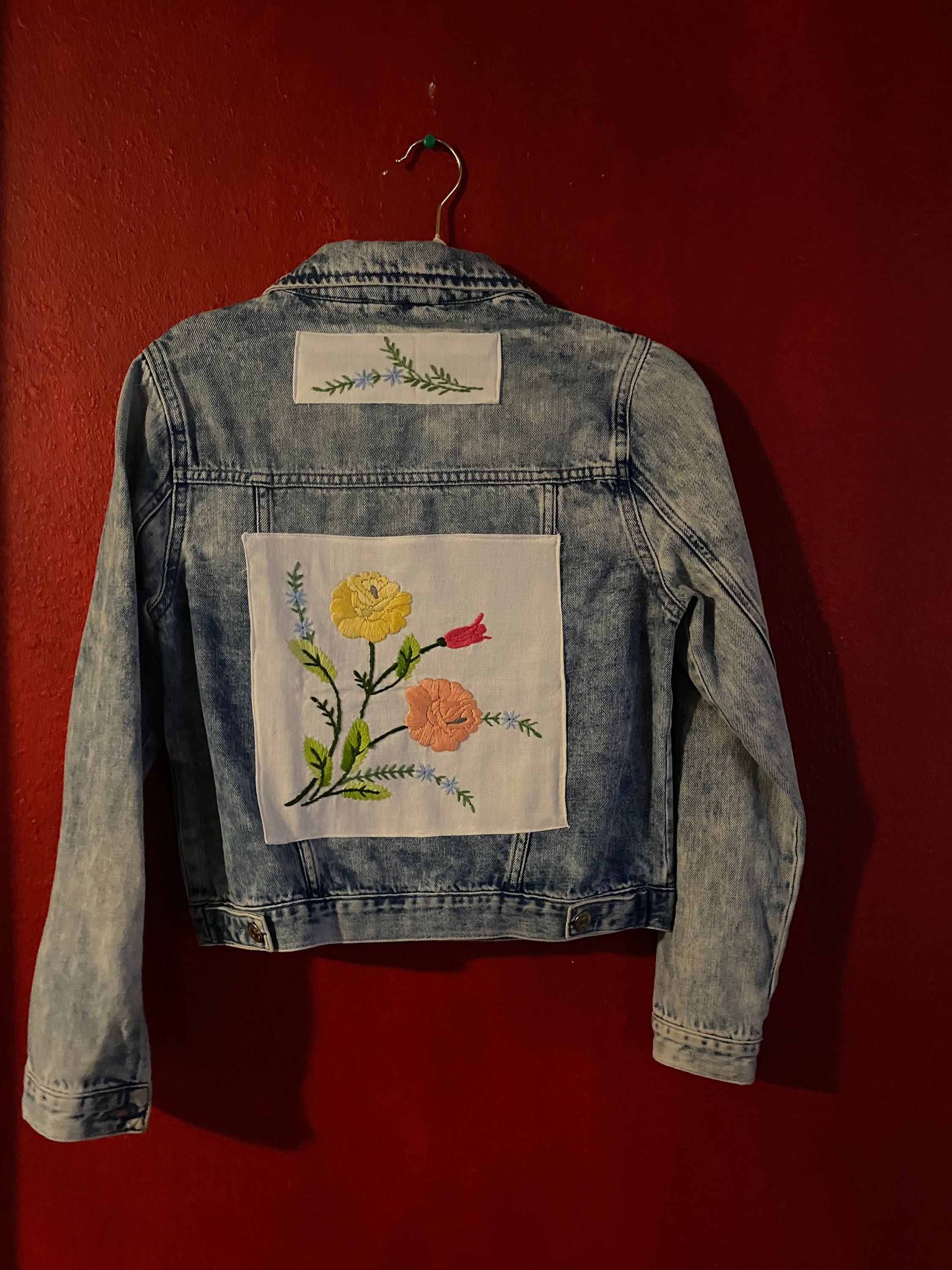 Denim Jacket, Forever 21, Size Small. Vintage Embroidering Added on ...