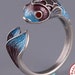 925 Sterling Silver Blue Enamel Koi Carp Adjustable Wrap Ring - Etsy UK