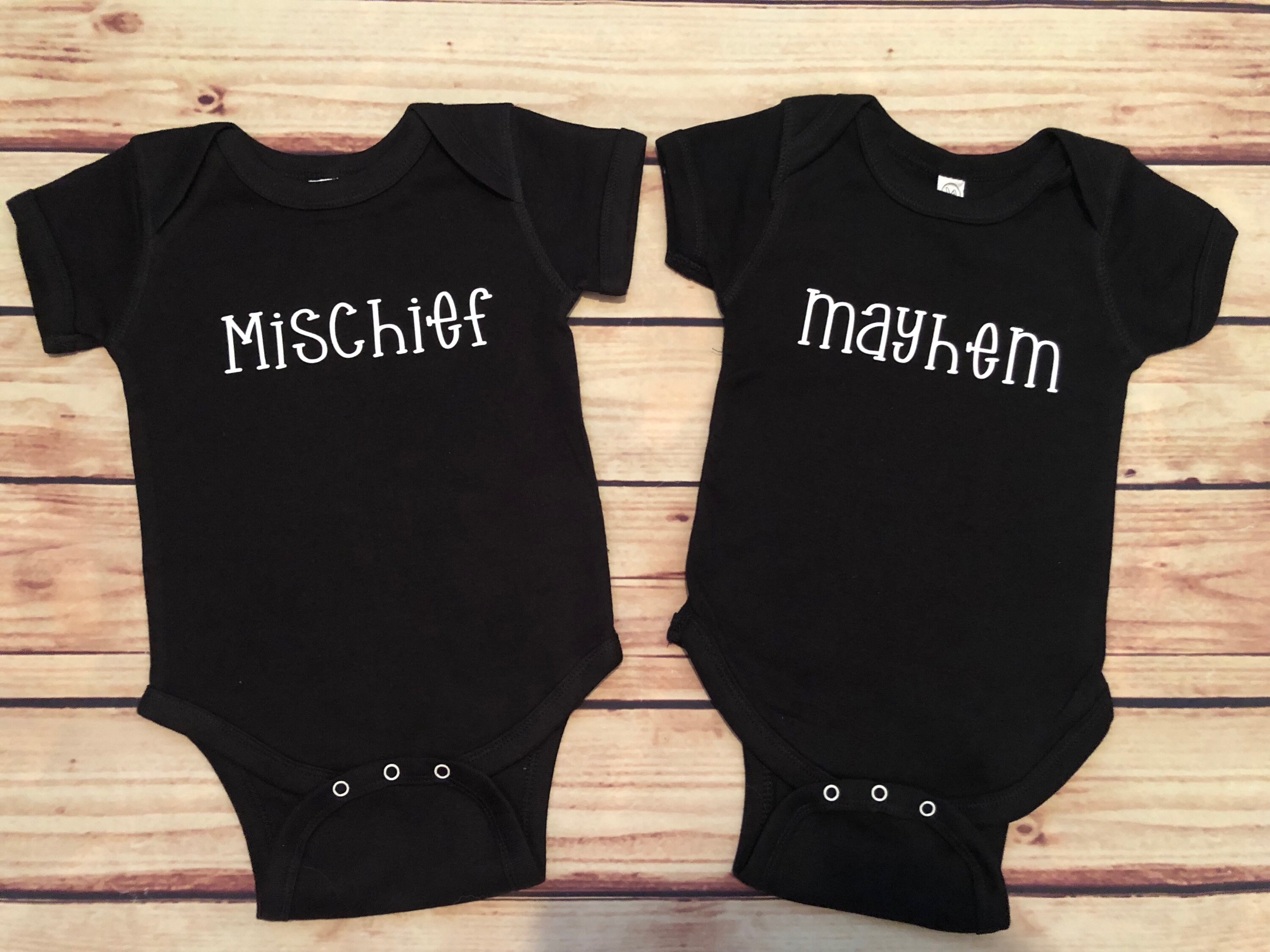 Mischief and Mayhem Shirt Set/twin Matching Bosy Suit/mischief - Etsy UK